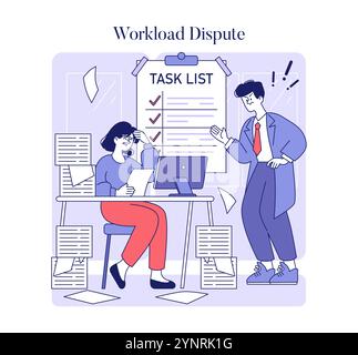 Workplace dispute concept. Illustration of a heated argument between ...