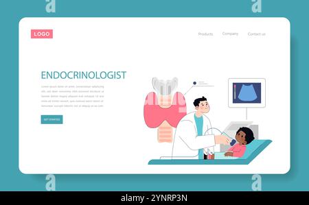 Pediatric Endocrinologist Visit concept. A doctor examining a child's ...