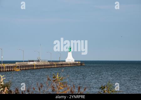 Breezeway Lighthouse on a pier at Hamilton Beach Park in Hamilton ...