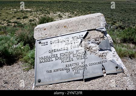 Historical marker for the Overland Trail, an 1860's Wells Fargo stage ...