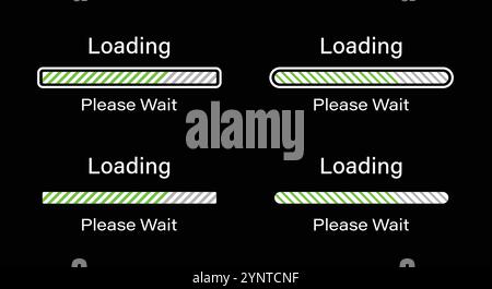 Tilted lines loading please wait symbol set in red color. Set of slant lines loading ...