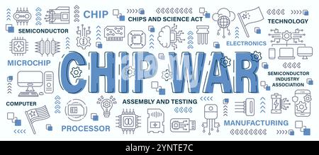 Chip war word cloud concept. Collage made of words about chip war ...