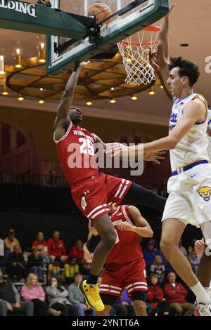 Wisconsin guard John Blackwell (25) dribbles the ball during the second ...
