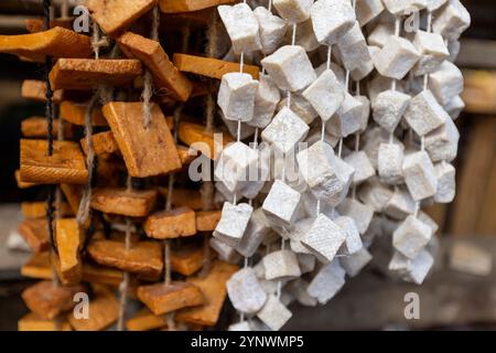 Chhurpi or durkha, a traditional cheese consumed in the Himalayan ...