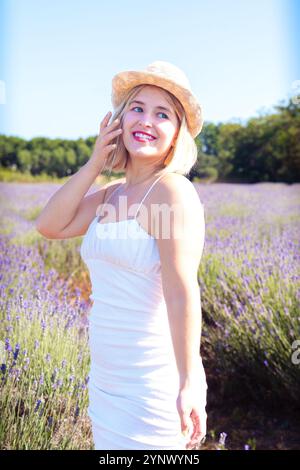 Woman hat smile rural field leaf countryside trail nature red, woman ...