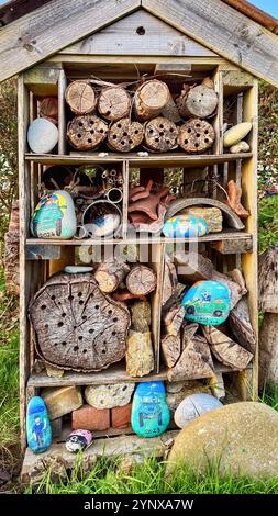 Homemade bug hotel in a UK garden in summer Stock Photo - Alamy