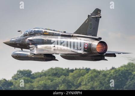 A Dassault Mirage 2000 single-engine, delta wing, fourth-generation jet fighter of the French ...
