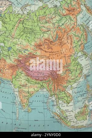 A vintage geographical map from mid to early 20th century showing the ...