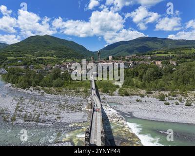 Aerial view of Bobbio village and its ancient bridge Stock Photo - Alamy