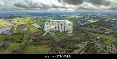 Aerial photograph of Bourtange, a star-shaped fort located in the ...