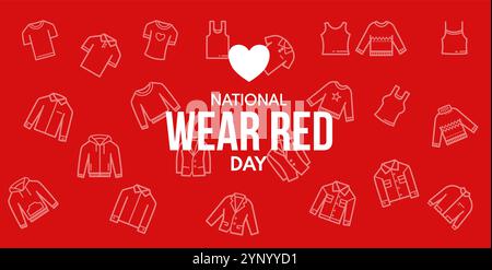 National wear red day illustration with woman making heart gesture and ...