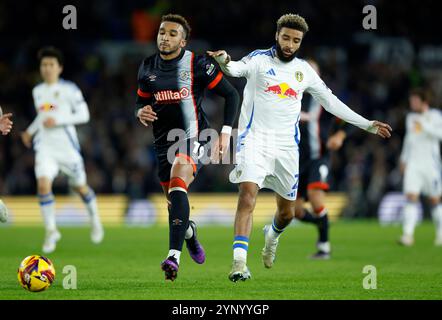 Leeds United's Jayden Bogle (right) celebrates scoring his sides second ...