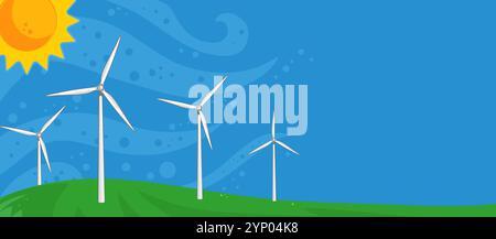 Wind turbines, wind towers - vector illustration Stock Vector Image ...