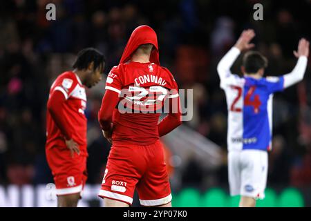 Middlesbrough's Tommy Conway reacts after missing an attempt at goal ...
