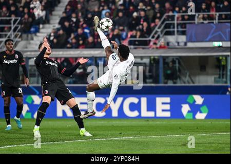 Lillaâ s Jonathan David backflip kick during Bologna FC vs LOSC Lille ...