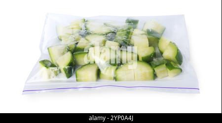 Frozen chopped zucchini in plastic bag isolated on white Stock Photo ...