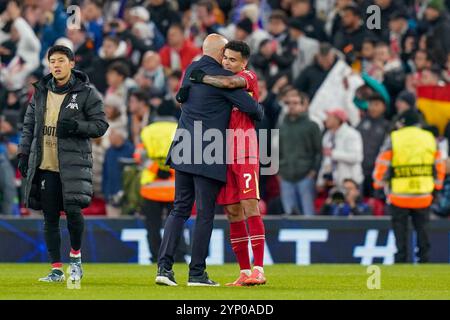 Liverpool Manager Arne Slot and Liverpool forward Ben Doak (50) during ...