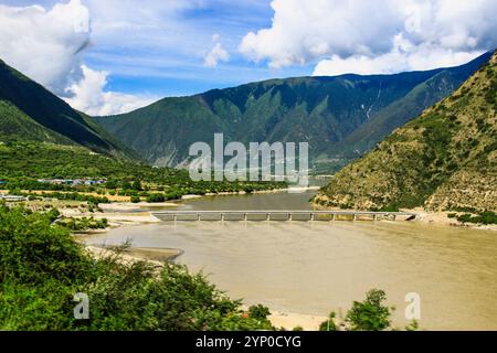 View of the Nyang river valley scenery in Nyingchi, Tibet, China ...