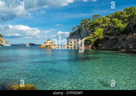 The bay of the Playa del Mago naturist beach, Mallorca, Spain Stock ...