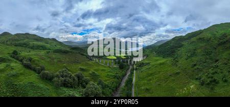 An aerial view of the Glenfinnan Viaduct on the West Highland Line ...