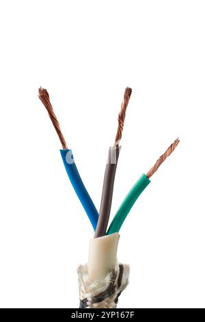 Earth, live and neutral electrical cable Stock Photo - Alamy
