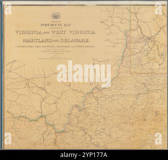 Post route map of the states of Kentucky and Tennessee, with parts of ...