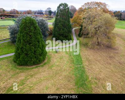 aerial view of beech hurst gardens in the aurumn in haywards heath west ...
