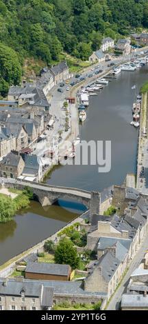 Aerial view of Dinan. Small Breton town famous for its castle, its ...