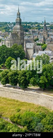 Aerial view of Dinan. Small Breton town famous for its castle, its ...