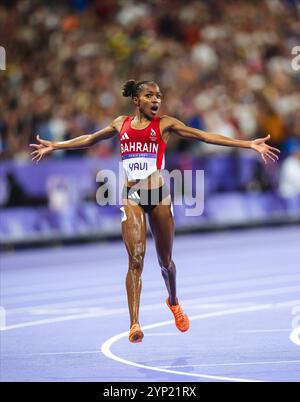 Winfred Yavi winning in the 3000 metres steeplechase at the Paris 2024 ...