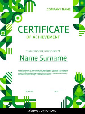Ecology environment certificate of appreciation with geometric Bauhaus ...