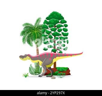 Cartoon Tarbosaurus dinosaur character. Extinct reptile, prehistoric ...