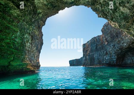 view of the sea and sky inside crystal ball. The natural view of the ...