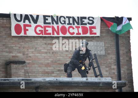 Shenstone, England, UK. 28th Nov, 2024. A banner hangs from a ...