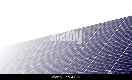 Horizontal solar panels cells isolated on white background. Solar farm ...