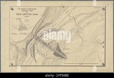 The Aqueduct Commissioners, contour plan of new Croton dam Contour plan ...