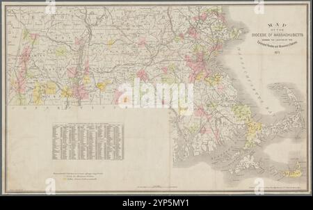 Map of the Diocese of Massachusetts showing the location of the ...