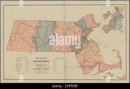 A map of Massachusetts, showing the congressional districts, as ...