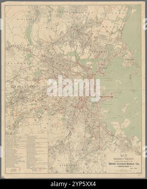 Map of Boston and vicinity showing tracks operated by the Boston ...