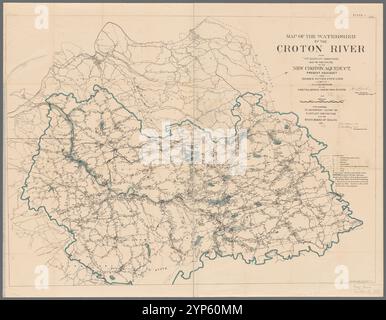 Map of the route of the new Croton Aqueduct, present aqueduct and Bronx ...