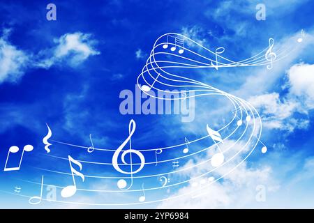 Musical symbols in beautiful sky with clouds Stock Photo - Alamy