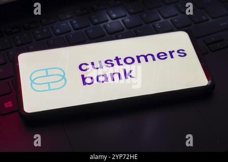 In this photo illustration, the Customers Bank logo seen displayed on a ...