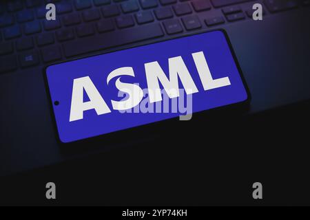 In this photo illustration, an ASML Holding logo is seen displayed on a ...