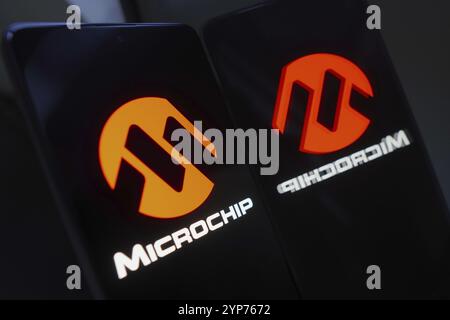 In this photo illustration, the Microchip Technology logo is seen ...