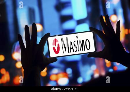 In this photo illustration, the Masimo Corporation logo is displayed on ...