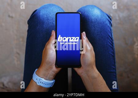 In this photo illustration, the Bonza Aviation logo is displayed on a ...