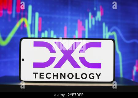 In this photo illustration, the DXC Technology Company logo is ...