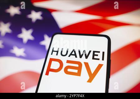In this photo illustration, the Huawei Pay logo is displayed on a ...