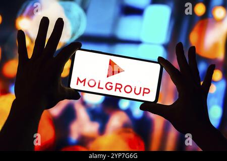 In this photo illustration, the MOL Group logo is seen displayed on a ...