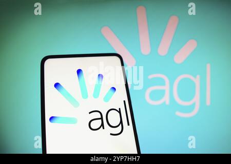 In this photo illustration, the AGL Energy company logo is seen ...